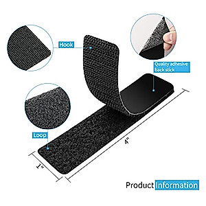 Art3d 16 Sets Hook and Loop Tape Sticky Back,1 in.x 4 in. Double-Sided Command Adhesive Strip Heavy Duty