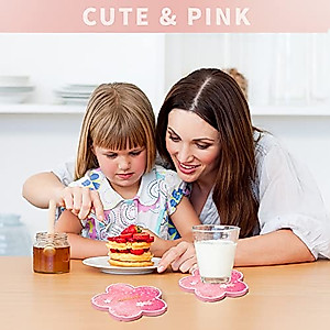 2pcs Sakura Coasters,Non-Slip Insulation Acrylic Coaster, Funny Coasters,Cute Cherry Blossom Decor,Gift for Girlfriend Women Kids Wife (Pink)