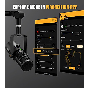 MAONO Dynamic Microphone, USB/XLR Podcast PC Microphone with Software, EQ,Tap-to-Mute, Headphone Jack, Gain Knob & Volume Control, Studio Mic for Broadcast, Recording, Streaming & Gaming (PD400X)