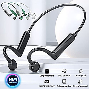 XUnion Wireless Bluetooth Headset Bone-Conduction Headphones Bluetooth 5.0 Wireless Earbuds Outdoor Sport Headset Business Headset D, Black Db6