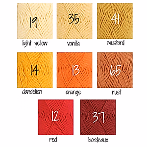 100% Cotton Knitting and Crochet Yarn, 4 or Medium, Aran Weight, Drops Paris, 1.8 oz 82 Yards per Ball (41 Mustard)