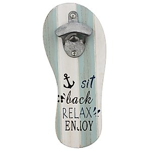 Coastal Beach Flip Flop Wall-Mounted Bottle Opener Coastal Decor (Relax)