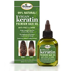 Difeel Vegan Keratin Anti-Frizz Hair Care 5-PC Set - Vegan Shampoo, Conditioner, Oils and Hair Mask