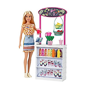 Barbie GRN75​ Smoothie Bar Playset with Blonde Doll, Smoothie Bar & 10 Accessories, Multicolor, 30.5 cm*5.8 cm*12.7 cm