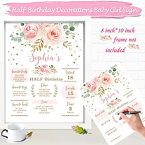 Half Birthday Decorations Baby Girl, Hombae 12 Birthday Decorations Supplies, 6 Months Birthday Decorations, Pink Rose Gold Glitter Half Birthday Banner with Triangle Flag Banner, 12 Birthday Hat