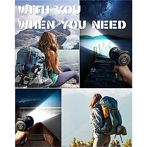 Taller Rechargeable Spotlight with 200000 Lumens, 10000mAh Bright Hand Held Work Lights Flashlight Warning Lamp, IPX7 Waterproof Lightweight LED Spotlight Searchlight for Boat Camping Hunting - Blue