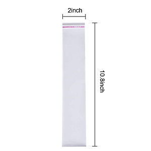 Pretzel Bag 200 PCS Clear Pretzel Rod Bags 2 x 10.8 Inch Self Adhesive Bag Clear Flat Treat Bags for Donut Bars Candy (2 x 10.8 Inch)