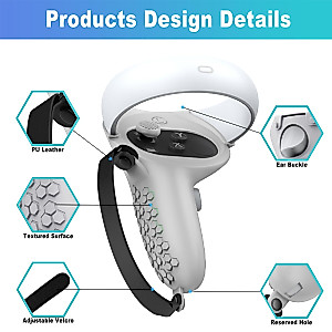 AMZDM Controller Grip for Oculus Meta Quest 2 Accessories Grips Cover for VR Touch Controllers Covers Protector with Non-Slip Joystick Covers 1Pair (Gray)