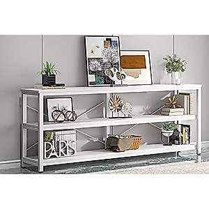 LITTLE TREE 3-Tier Sofa Storage Shelf Narrow Long Console Tables for Entryway, White