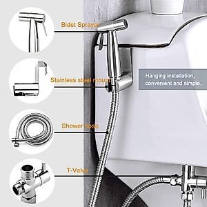 Wexecon Muslim Shower Black Handheld Bidet Sprayer for Toilet with Explosion Proof Bidet Hose Adjustable Water Pressure-Jet Spray Soft Spray Great for Feminine Wash, Pet and Bathroom Cleaning(C,Black)