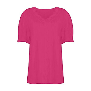 Womens Tops Dressy Casual Spring 2024 Generic 2024 Women Long Sleeve Mini Dress Gray Tunic Tops for Women Plus Size White Button Down Shirt Women Casual Tops for Women（3-Hot Pink,Medium）