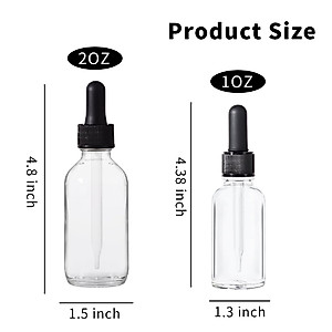 Stellacare 12p, 2oz Dropper Bottle, Glass Bottle, Small Glass Bottles with Lids Clear Glass Jars