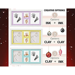 Baby Hand and Footprint Kit - Newborn Keepsakes for Baby Boys and Girls - Non-Toxic Ink and Clay Kit with White Photo Frame, for Baby Shower, Baby Registry and Nursery Decor.