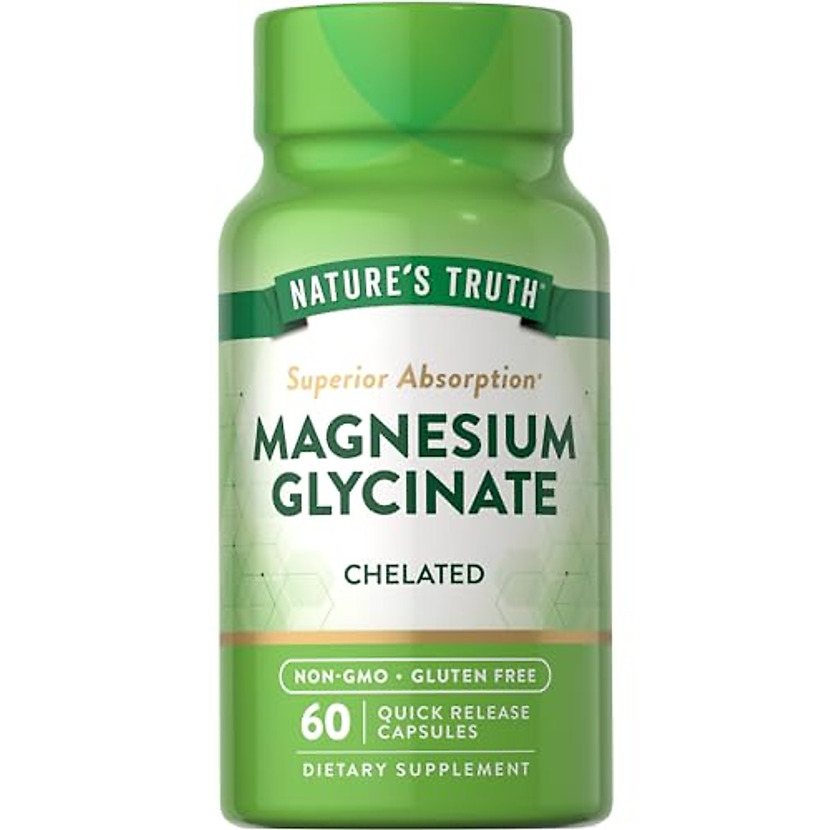 Magnesium Glycinate Capsules | 200mg | 60 Count | Chelated Superior Absorption Formula | Non-GMO & Gluten Free Supplement | by Nature's Truth