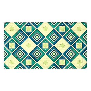 Bath Tub Shower Mat - Anti-Slip PVC Material 15.1x26.8 in, Gentle Cushioning Quick Drying Suction Cups Reliable Solution - Geometric Plaid Pattern Non-Slip Floor Mat