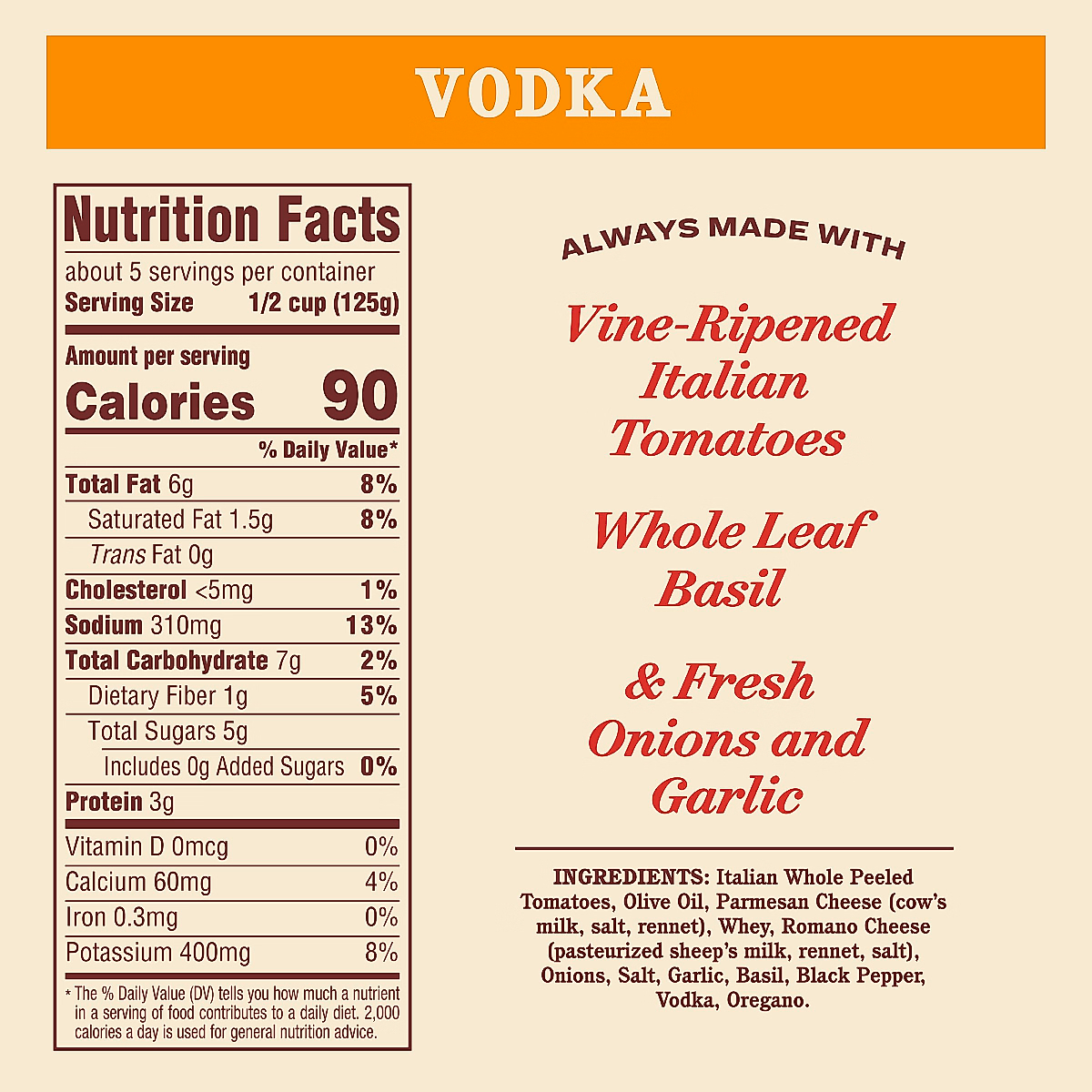 Rao's Homemade Vodka Sauce | 24 oz | Creamy Tomato Sauce | Pasta Sauce | Carb Conscious, Keto Friendly | All Natural, Premium Quality | With Parmigiano Reggiano and Pecorino Romano Cheeses & Vodka