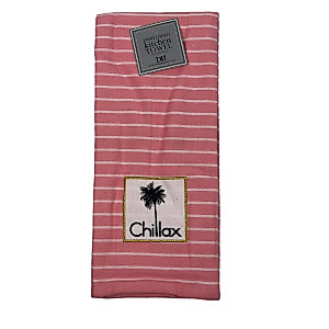 Generic Design Imports Embellished Flamingo Pink and Black Striped Kitchen Dishtowels Set of 2 18 inches x 28 inches Hello and Chillax, Pink Black