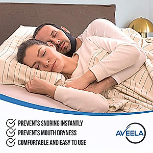AVEELA Anti Snoring Chin Strap for CPAP Users | Large | Keep Mouth Closed While Sleeping | Adjustable Premium Snore Stopper Head Strap for Men and Women | Itch-Free Material for Uninterrupted Sleep