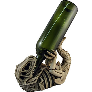 DWK - Fossil Fuel - T-Rex Dinosaur Dino Skeleton Wine Holder Display Caddy Bottle Rack Figurine Jurassic Tyrannosaurus Bones Home Bar Décor Dining Accent, 9.5-inch