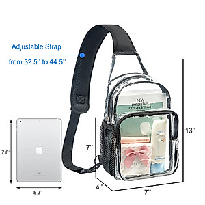 gdbis Clear Sling Bag Stadium Approved, Multipurpose Clear Shoulder Backpack, Casual Chest Daypack for Hiking, Stadium or Concerts
