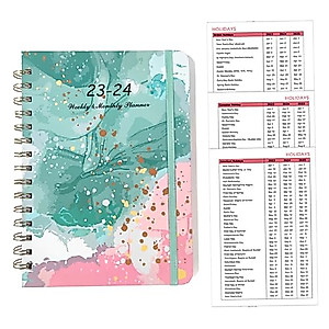 Academic Diary 2023-2024 Mid Year Diary July 2023-June 2024 A5 Week to View Twin-Wire Binding Weekly Planner with Hardcover Style 1