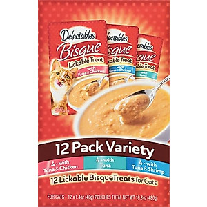 Delectables Bisque Lickable Wet Cat Treats - Chicken, Tuna & Shrimp, 12 count