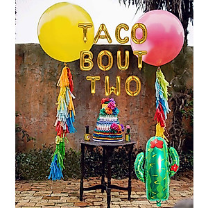 LaVenty 5 PCS Taco Bout Two Balloons Taco Bout Two Decoration Taco Twosday Decoration Taco Twosday Balloons for Cinco de Mayo Fiesta Decorations
