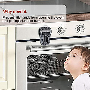 EUDEMON Child Safety Heat-Resistant Oven Door Lock, Oven Front Lock for Kids Easy to Install, Use 3M Adhesive,No Screws or Drill (Clear-Black)