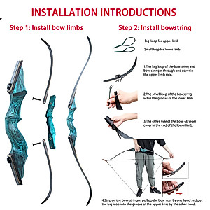 Black Hunter Takedown Recurve Bows for Adults Archery Bow Set Hunting Bow 60" 20-60 lbs Right Hand Wooden Riser with Arm Guard and Finger Guard for Outdoor Shooting Hunting Competition (45 lbs)