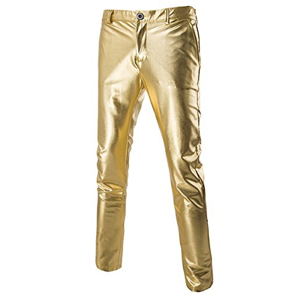 Boyland Mens Casual Night Club Metallic Moto Style Flat Front Faux Leather Pants Novelty Straight Leg Trousers Disco