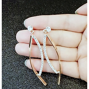 SBLING 18K Rose Gold Plated Cubic Zirconia Drop Earrings (1.5 cttw)