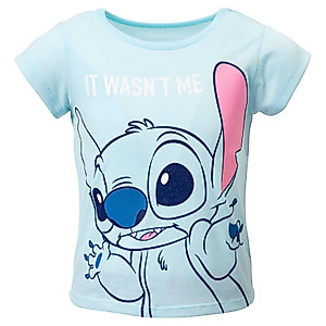 Disney Lilo & Stitch Big Girls T-Shirt and French Terry Shorts Outfit Set Blue 10-12