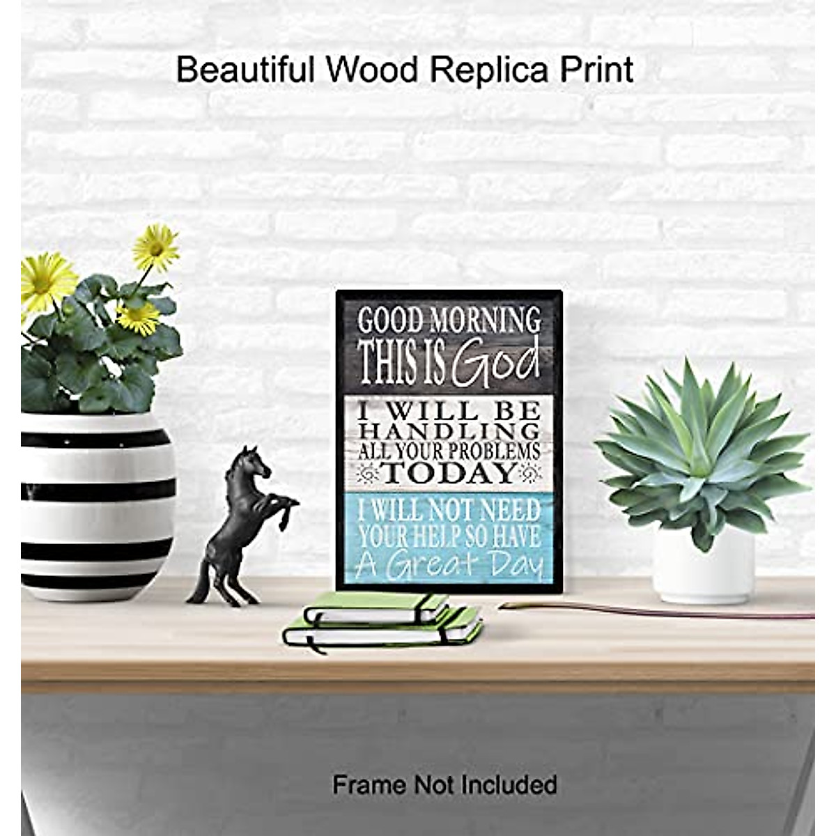 God Wall Decor - Religious Wall Decor - Spiritual Christian Gifts for Women, Men - Catholic Gifts - Funny Christian Wall Art - Inspirational Quotes Wall Decor Sign - Faith Wall Decor - Light Blue