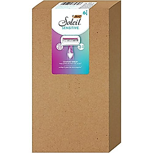 BIC Soleil Sensitive Women's Disposable Razors, 3 Blades With Moisture Strip For a Silky Smooth Shave, 6 Piece Razor Set, 3 Count (Pack of 2)