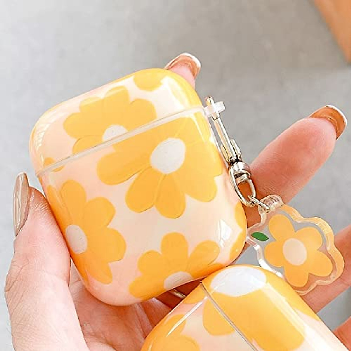 case for Flower airpod case 2nd Generation airpod case 1st Generation with Keychain Yellow airpods 2nd Generation case for Women