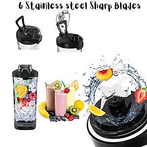 Best 4Vi Portable Blender, Rechargeable Mini Blender For Shakes And Smoothies 20 Oz Mini Blender Cup with Travel and USB Rechargeable for Office, Gym, Kitchen BLACK