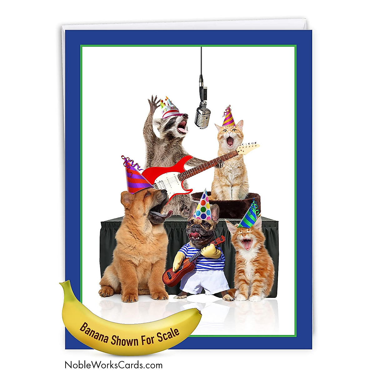 NobleWorks - Hilarious Happy Birthday Card with Envelope (8.5 x 11 Inch) - Funny Animal Greeting Card From All Of Us - Animal Bands - Gang J9508CBDG-US
