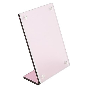 Self Standing Photo Frame, L Shaped Slanted Back Photo Frame 3 Inch Clear for Movie Tickets for Office (Pink)