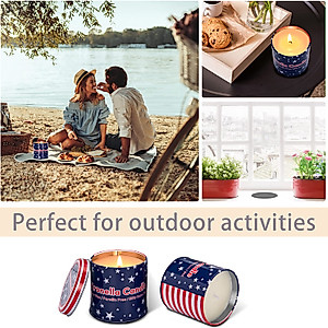 Citronella Soy Candles Outdoor, Yvenjoy American-Flag Long-Lasting Scented Candles Gifts Set for Women Natural Soy Wax Candle, Portable Travel Jar Candle for Home, Garden, Backyard, 2-Pack x 8oz