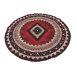 Champion Rugs Native American Navajo Aztec Indian Navajo Tribal Red Area Rug (5 Feet X 5 Feet Round)