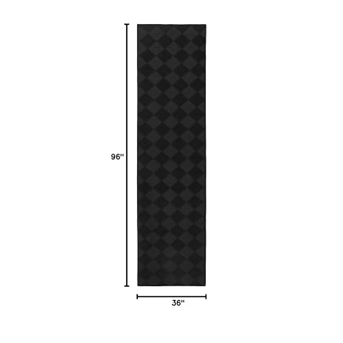 Garland Rug Diamond Solid Black 3' x 8' Soft, Non Slip Area Rug- Ideal for Living Rooms & Hallways, Stylish & Durable for High-Traffic Areas