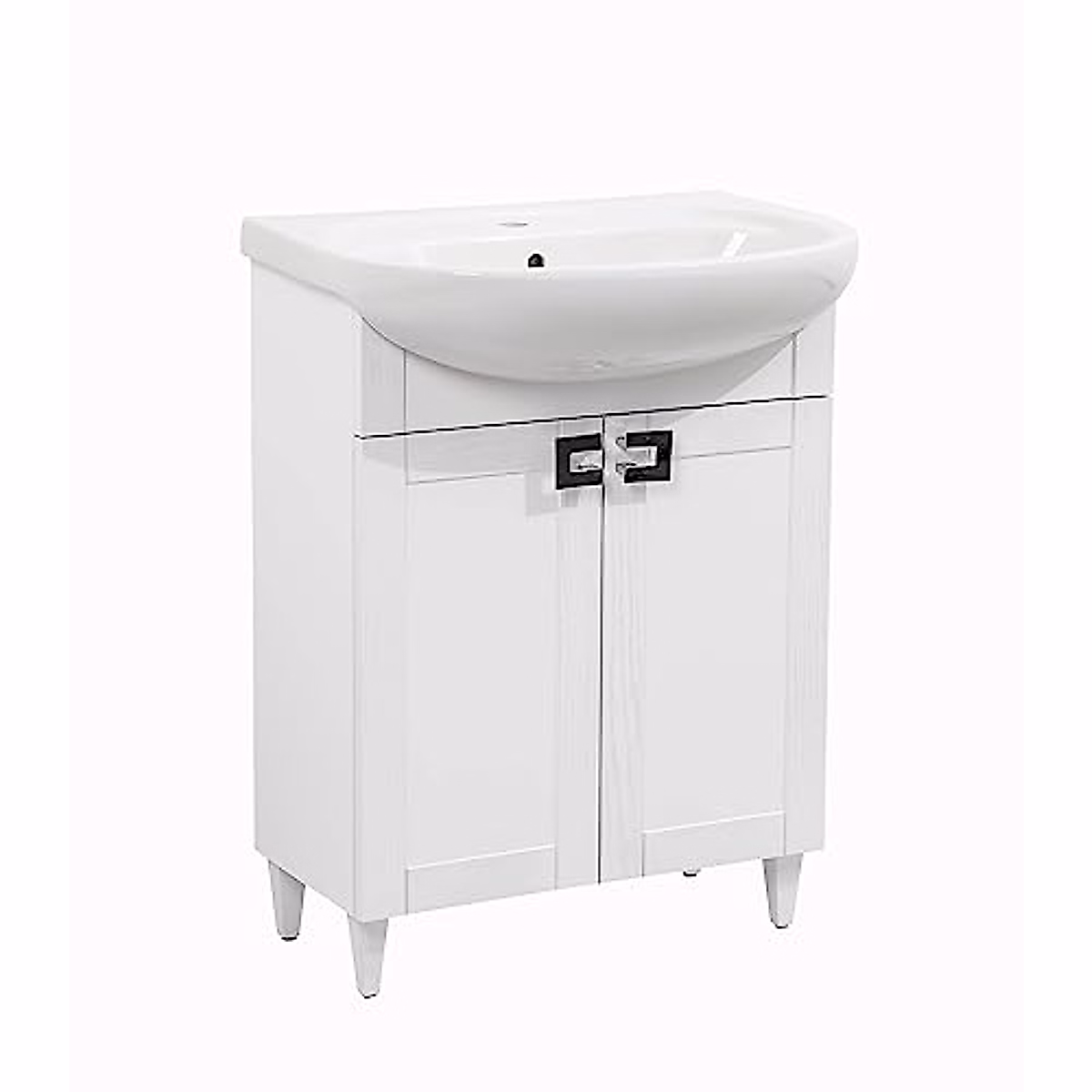 Sample of Cabinet Finish | Modern Free Standing Bathroom Vanity with Washbasin | Woodmix White Matte Collection | Non-Toxic Fire-Resistant MDF-No Mirror Included