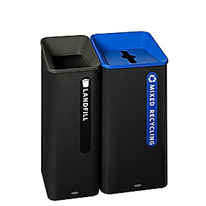 Rubbermaid Commercial Products Sustain Mixed Recycling Trash Can, 23-Gallon, Blue, Indoor/Outdoor Garbage Bin with Nested Lid for Office/Mall/School/Stadium