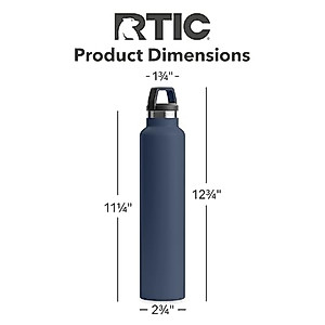 RTIC 26 oz Vacuum Insulated Water Bottle, Stainless Steel Metal, Double Wall, BPA Free, for Hot and Cold Drinks, Navy