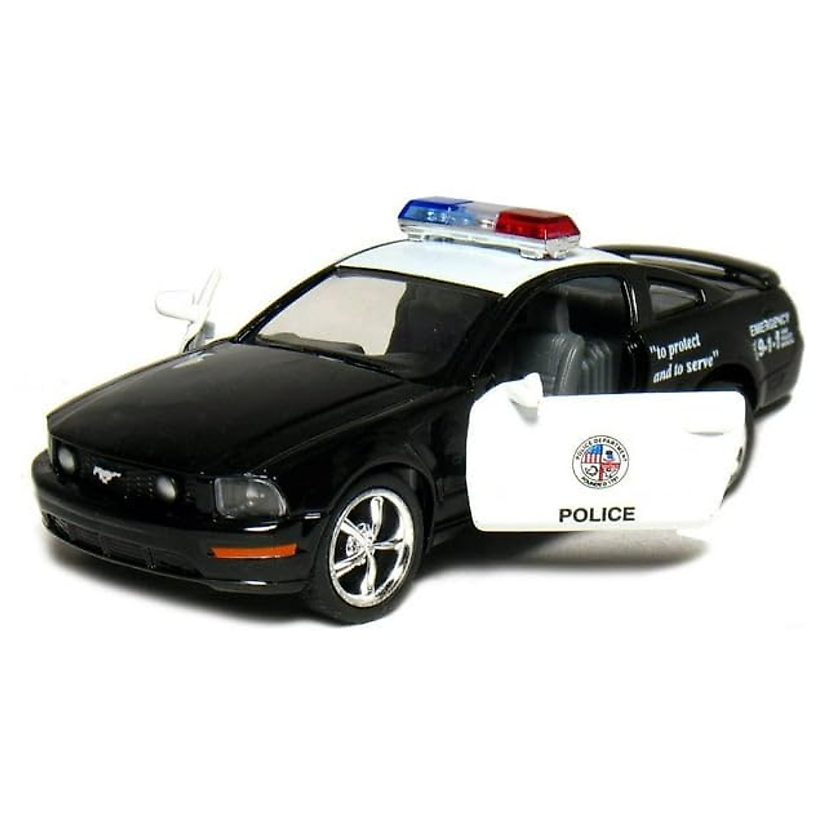 KiNSMART 2006 Ford Mustang GT Police Edition 5inch 1:38 Scale Die Cast Metal Toy Police Car with Pullback Action