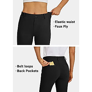 Willit Women's Capri Pants Dress Yoga Pants Work Capri Slacks Stretch Office Pants High Waisted 21" Black 16