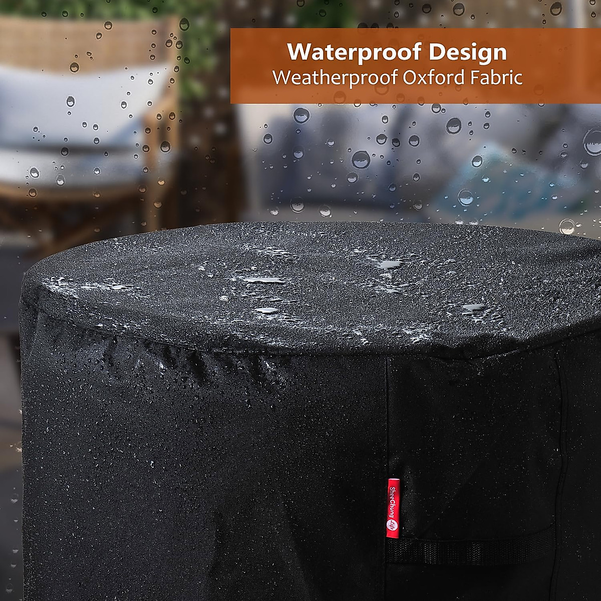SheeChung Fire Pit Cover Round 60"Dx24"H,Waterproof Heavy Duty 600D Polyester Fire Pit Cover,Large Shelter for Outdoor Patio Fireplace Table Chair,Patio Furniture Covers