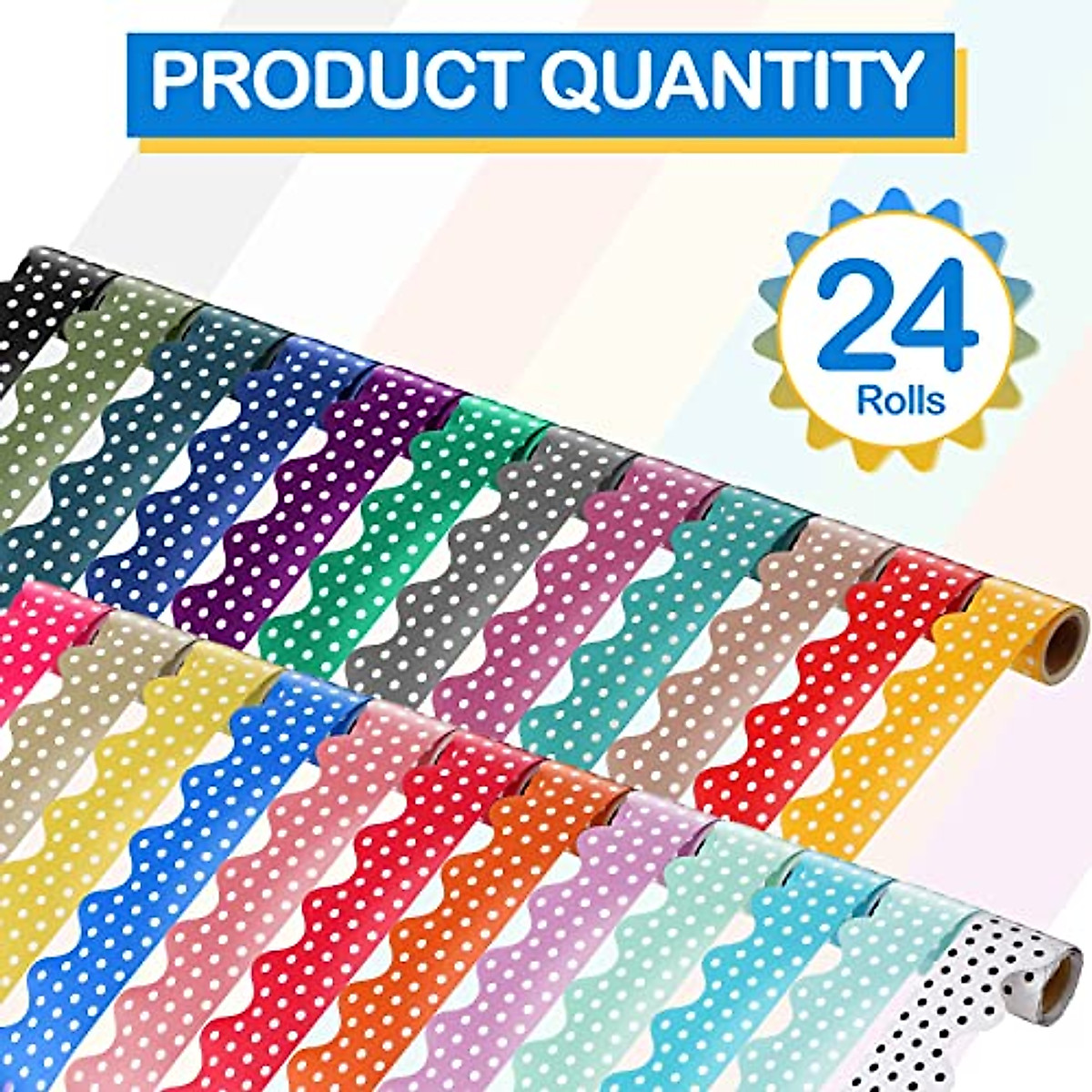 Scalloped Bulletin Board Borders - 24 Colors, 394 Feet