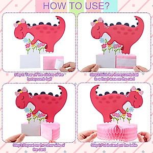 Leinuosen 9 Pcs Dinosaur Party Honeycomb Centerpieces Girls Dinosaur Center Piece for Table Decorations 3D Table Toppers Birthday Party Supplies for Baby Shower Decor Props