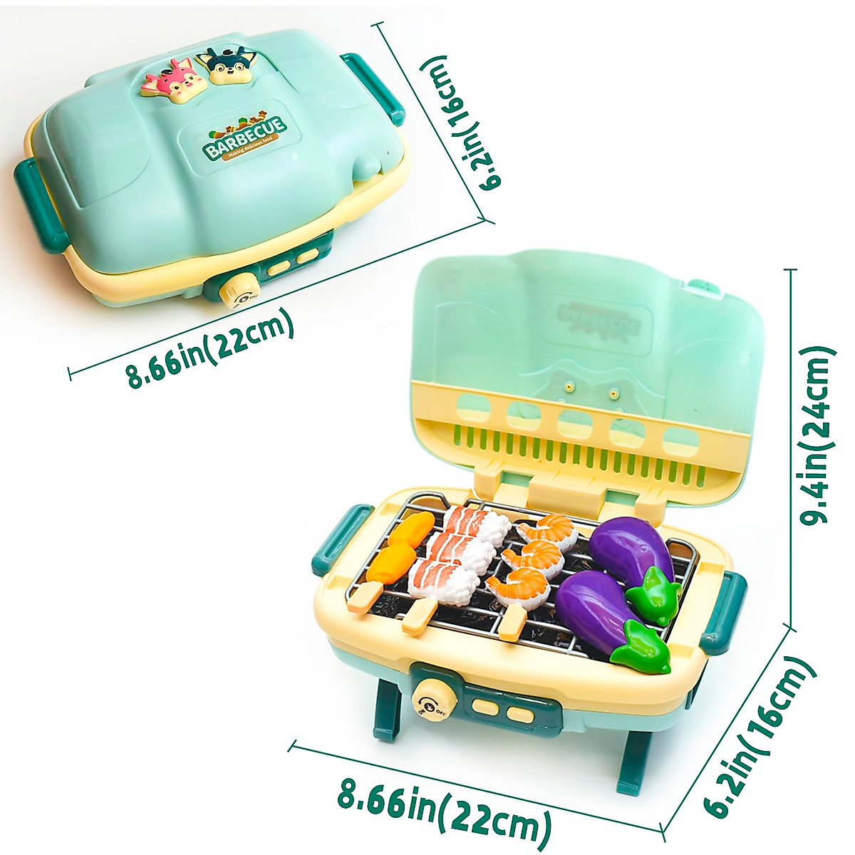 ChuburD Play Food Kids Kitchen Playset, Play Kitchen Toy Grill, Kids bbq Grill Playset, Pretend Play Cooking with Smoke, Sound and Light, for Toddlers for Kids 3 and up